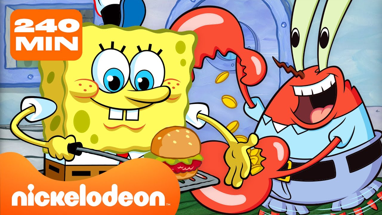 Bob Esponja | SpongeBob trabalhando no Siri Cascudo por 4 HORAS ...