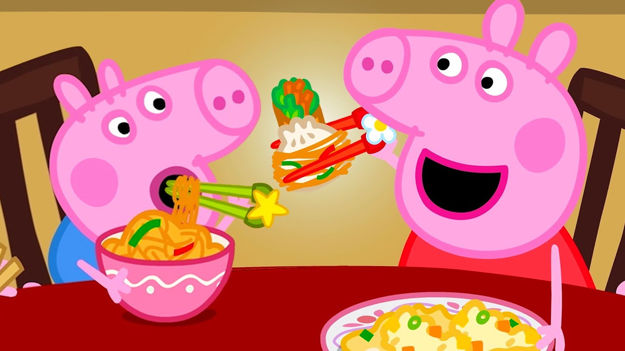 Experimentando muitos alimentos diferentes! 🥡 Contos da Peppa Pig 🐽 ...
