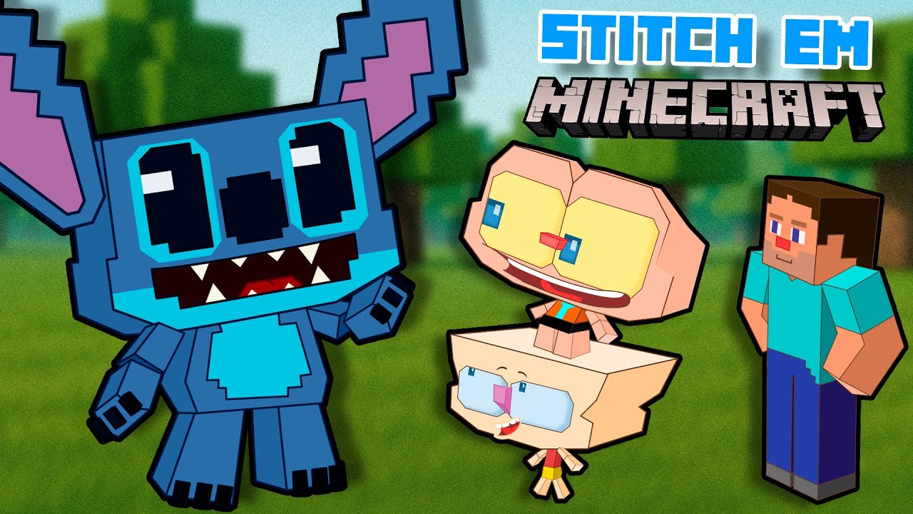 Mongo e Drongo em: STITCH foi parar em minecraft! 🟦⛏️ 👾 - Desenhos e CIA